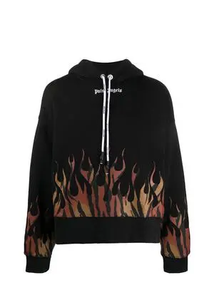 Palm Angels Tiger Flames Hoodie - Black