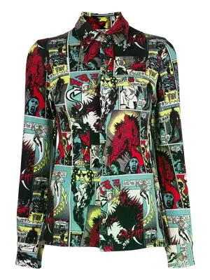 JEAN PAUL GAULTIER 1995 Cartoon Print Shirt - Black