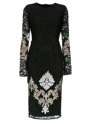OLYMPIAH Lace Lua Midi Dress - Black