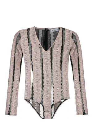 AMIR SLAMA Striped Bodysuit - Neutrals