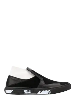 Stone Island Contrast Panel Perforated Sneakers - Black