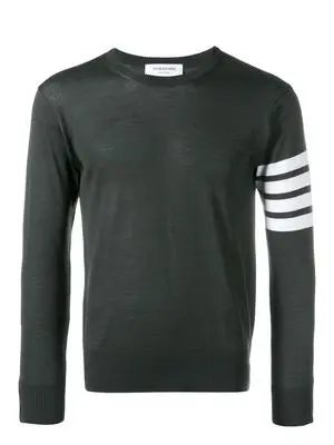 Thom Browne Merino Wool Pullover With Signature Stripes - Green