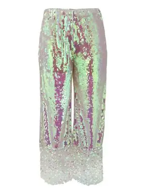 CIRCUS HOTEL Iridescent Cropped Trousers - White