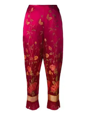 Jean Paul Gaultier Floral Print Cropped Trousers - Red