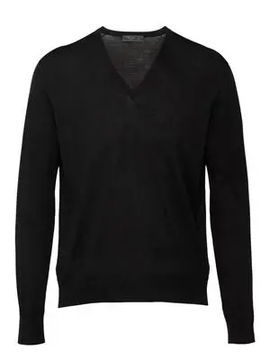 Prada Knitted V-neck Sweater - Black