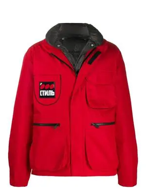 Heron Preston Padded Jacket With Logo Patch - Red