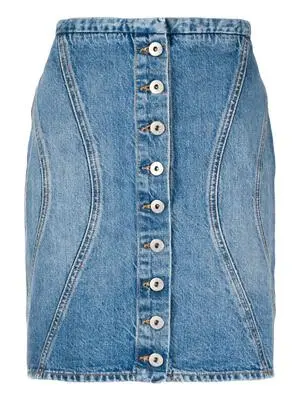 COUNTY OF MILAN Buttoned Denim Mini Skirt - Blue