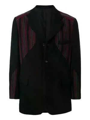 Comme Des Garçons Striped-panel Wool Blazer - Black