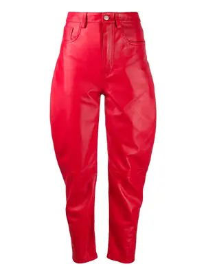 Attico High-waisted Tapered Trousers - Red