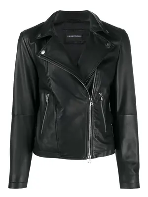 Emporio Armani Zipped Biker Jacket - Black