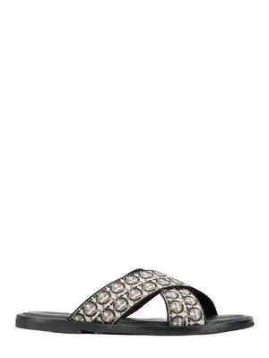 FERRAGAMO Gancini Printed Pool Slides - Neutrals