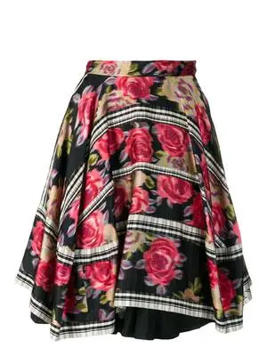 Comme Des Garçons 1989 Layered Floral Skirt - Black