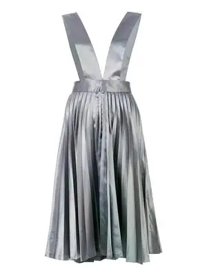 Comme Des Garçons Pleated Metallic Knee Length Skirt - Grey