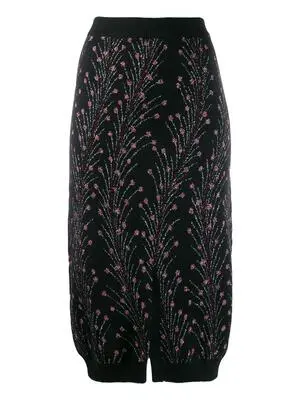 Marco De Vincenzo Floral Embroidered Skirt - Black