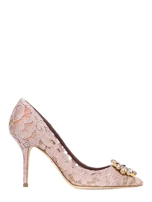 Dolce & Gabbana Rainbow Lace 90mm Brooch-detail Pumps - Pink