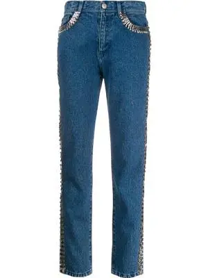 CHRISTOPHER KANE Embellished Side-stripe Jeans - Blue