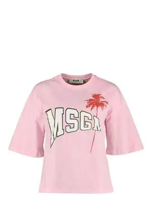MSGM Logo Palm Tree T-shirt - Pink