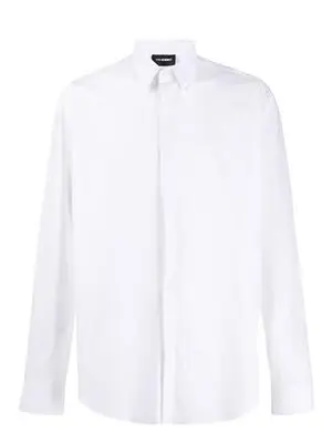 LES HOMMES Pointed Collar Plain Shirt - White