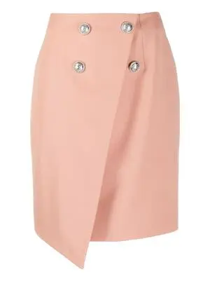 Balmain Stud-embellished Asymmetric Skirt - Neutrals