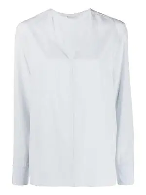 Stella McCartney V-neck Long Sleeve Silk Blouse - Blue