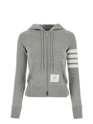 Thom Browne 4-bar Striped Cotton Hoodie - Grey