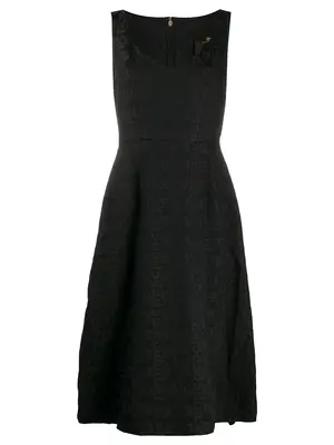 Comme Des Garçons Monogram A-line Midi Dress - Black
