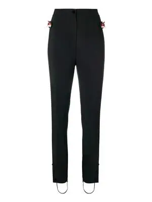 Dolce & Gabbana Tuxedo Stripe Trousers With Fox Trim - Black
