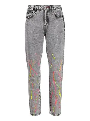 Philipp Plein Paint-splatter Straight-leg Jeans - Black