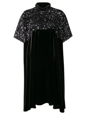 Talbot Runhof Asymmetric Hem Sequined Dress - Black