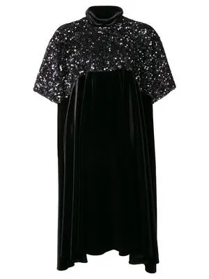 Talbot Runhof Sequined Cape Dress - Black