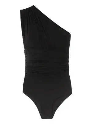 AMIR SLAMA Ruched Panelled Body Top - Black