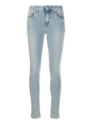 Off-White Embroidered Skinny Jeans - Blue