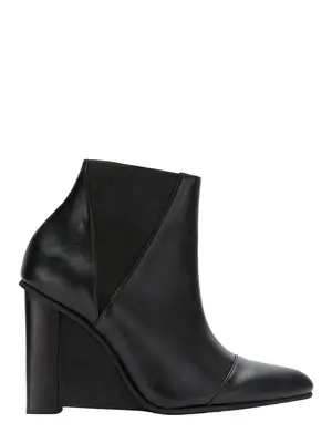STUDIO CHOFAKIAN Leather Wedge Boots - Black
