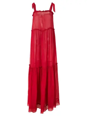 AMIR SLAMA Silk Maxi Dress - Red