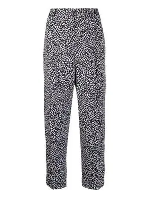 Michael Kors Leopard Print Straight-leg Trousers - Black