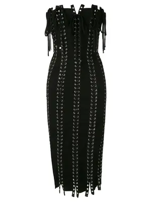 Dolce & Gabbana Eyelet-detail Strapless Midi Dress - Black