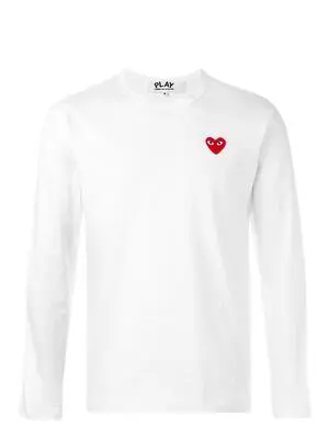 Play Comme Des Garcon Heart Patch Long-sleeved T-shirt - White