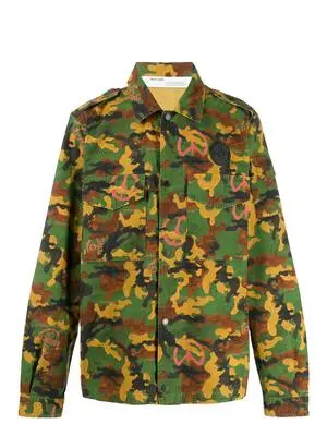 Off-White Camouflage Print Shirt - Green