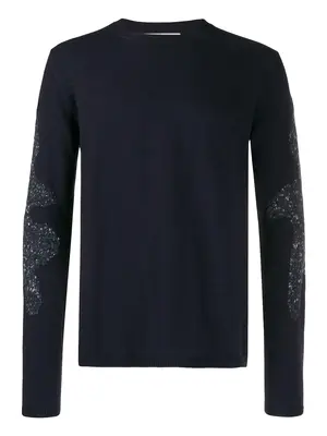 Comme Des Garçons Contrast Knit Jumper - Blue