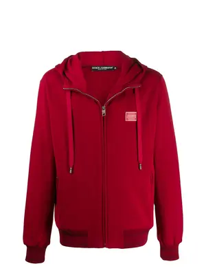 Dolce & Gabbana Logo-tag Zip-up Hoodie - Red