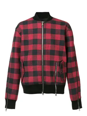 MOSTLY HEARD RARELY SEEN Plaid Bomber Jacket - Red
