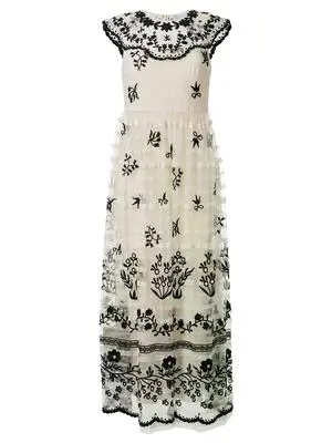 Red Valentino Floral Embroidered Maxi Dress - White