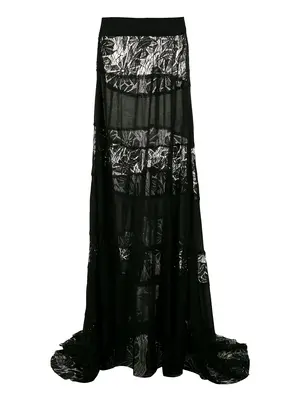 AMIR SLAMA Lace Panels Maxi Skirt - Black