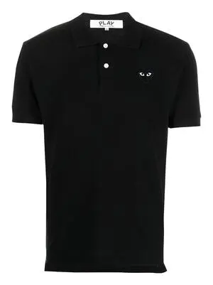 Play Comme Des Garcon Embroidered Logo Polo Shirt Black