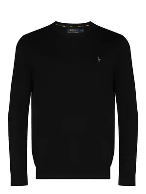 Polo Ralph Lauren Logo Embroidery Crew Neck Jumper - Black