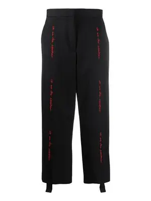 Stella McCartney Embroidered Tape Cropped Tailored Trousers - Black