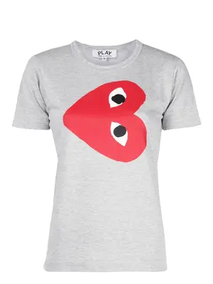 Play Comme Des Garcon Contrast Logo T-shirt - Grey