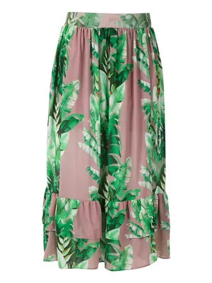 AMIR SLAMA Printed Ruffle Skirt - Green