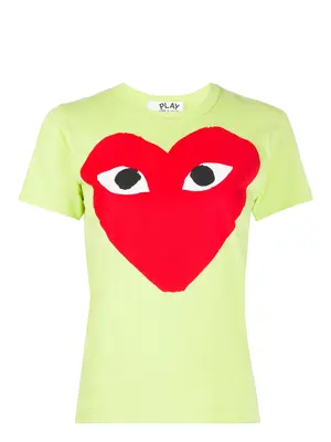 Play Comme Des Garcon Comme Des Garçons Play Heart Print T-Shirt Green