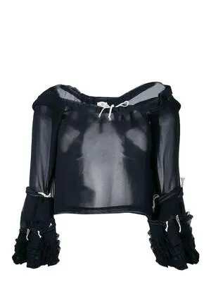 Comme Des Garçons Sheer Drawstring Blouse - Blue